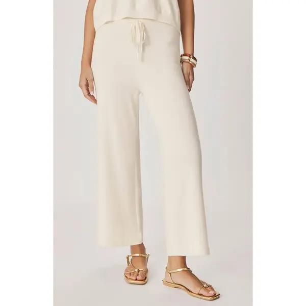 Splendid Christa Crop Sweater Pants - Shell White