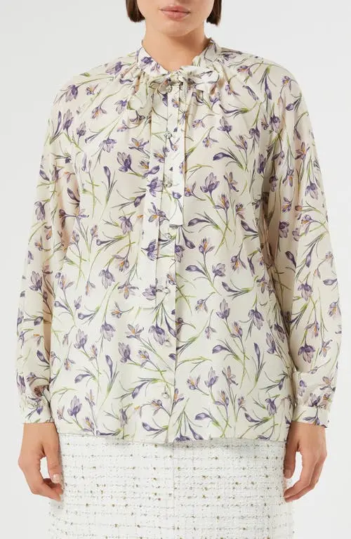 Marina Rinaldi Tie Neck Silk Crêpe De Chine Shirt