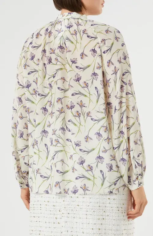 Marina Rinaldi Tie Neck Silk Crêpe De Chine Shirt