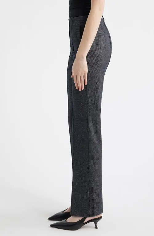 Theory Slim Fit Herringbone Knit Pintuck Pants - Navy Multi