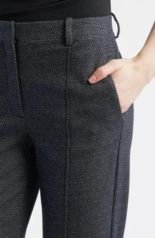 Theory Slim Fit Herringbone Knit Pintuck Pants - Navy Multi