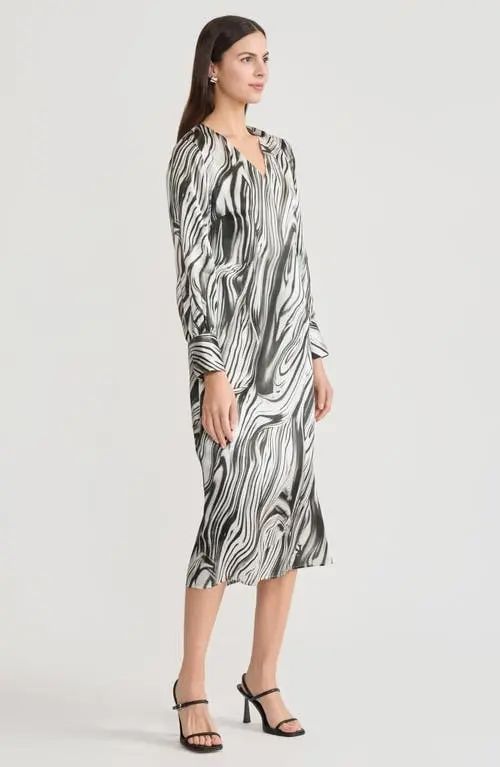 Misook Marble Print Silk Maxi Dress