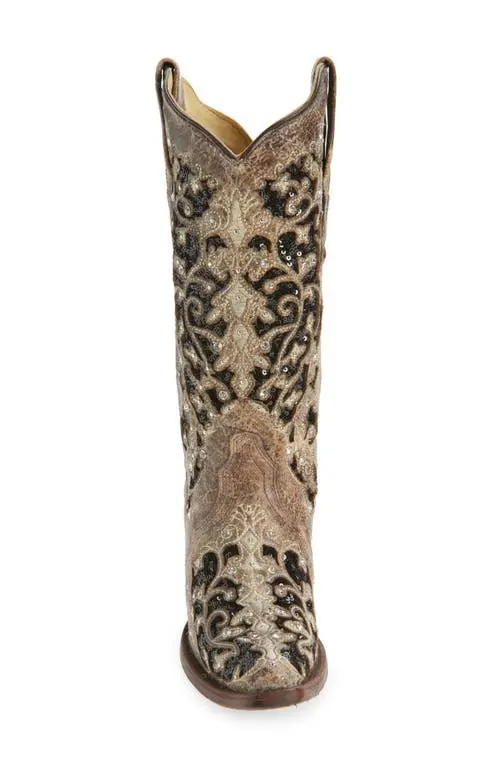 CORRAL Sequin Embellished Mid-calf Western Boots
