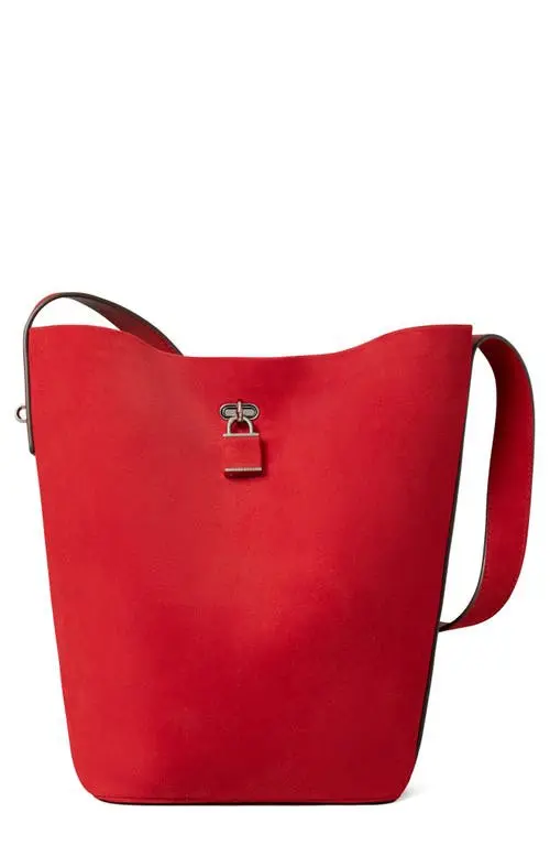 Tory Burch Slim Suede Bucket Bag - Red