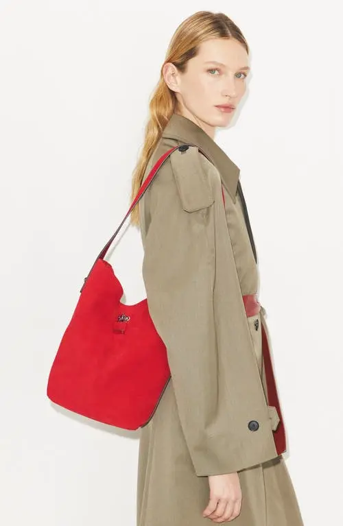 Tory Burch Slim Suede Bucket Bag - Red