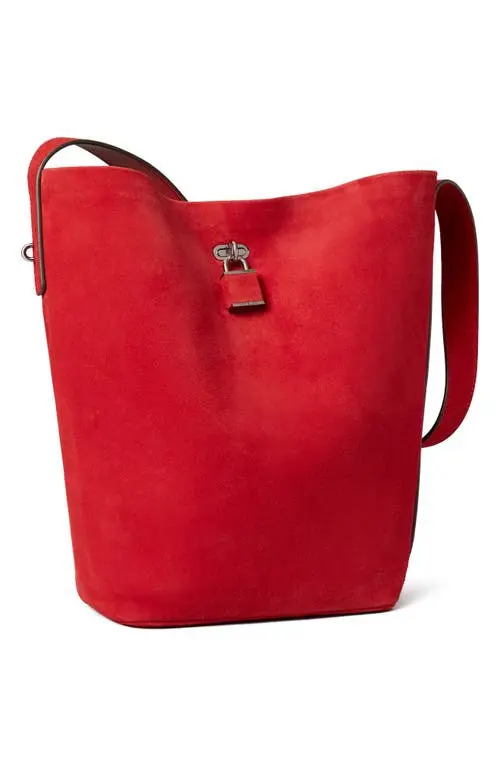 Tory Burch Slim Suede Bucket Bag - Red
