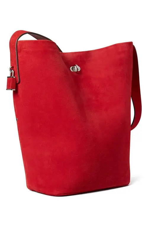 Tory Burch Slim Suede Bucket Bag - Red