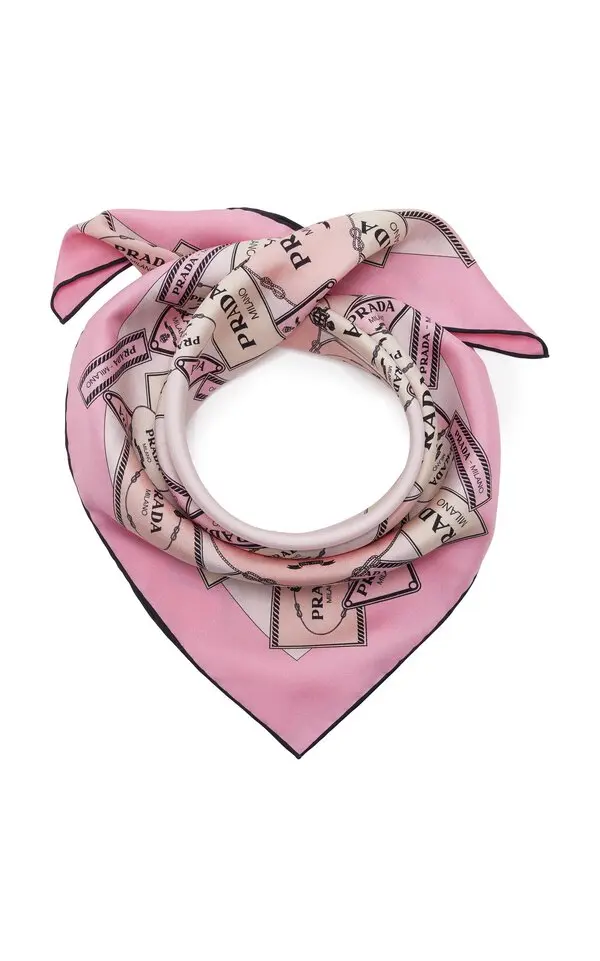 Prada Heritage-print Silk Twill Scarf - Pink