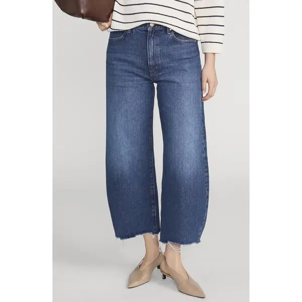 FRAME Bowed Raw Hem Straight Leg Jeans