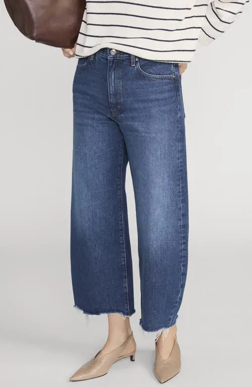 FRAME Bowed Raw Hem Straight Leg Jeans