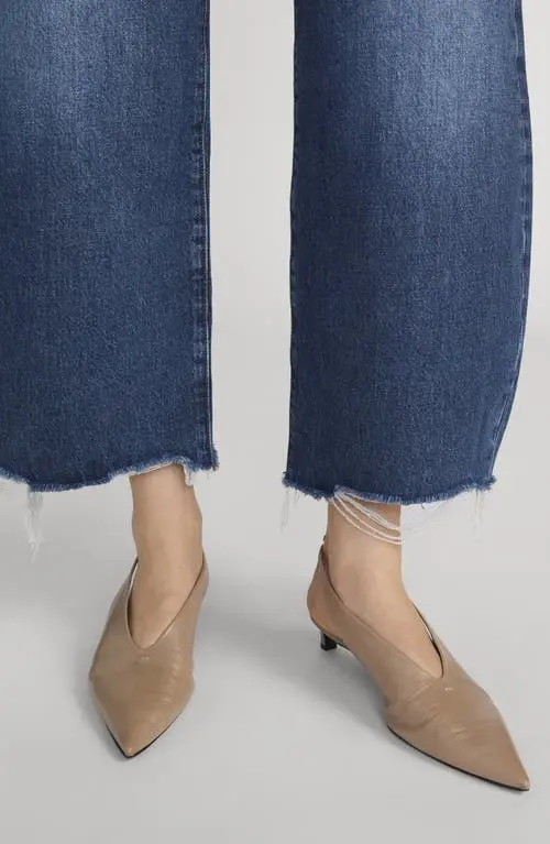 FRAME Bowed Raw Hem Straight Leg Jeans