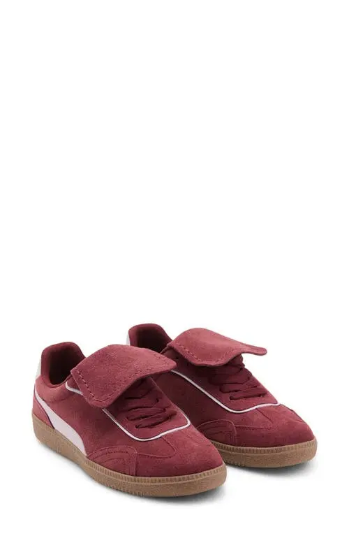 Mango Low Top Suede And Leather Sneakers - Burgundy