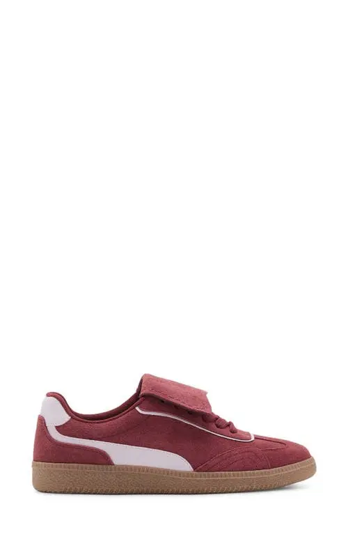 Mango Low Top Suede And Leather Sneakers - Burgundy