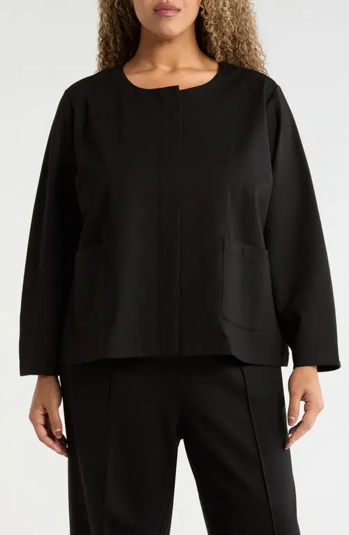 Eileen Fisher Collarless Zip Jacket