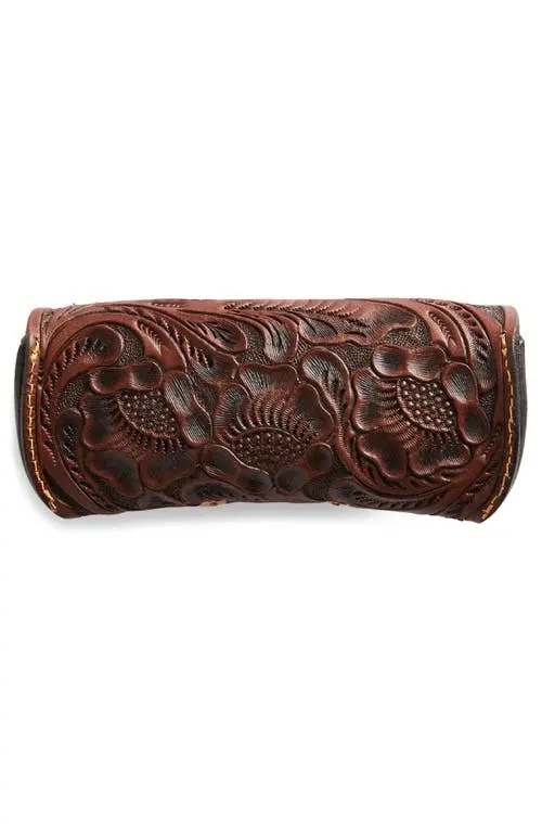 Double Rl Hand Tooled Leather Card Case