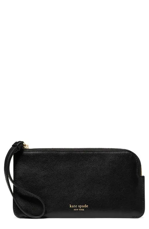 Kate Spade New York Small Zippy Pebble Leather Wristlet - Black