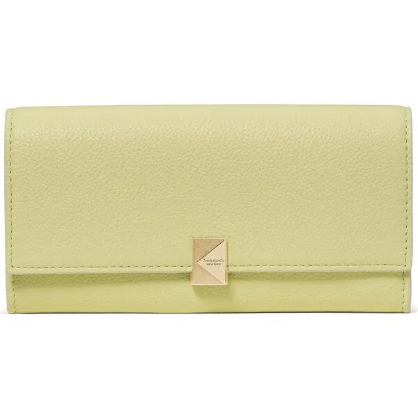 Kate Spade New York Deco Large Pebbled Leather Flat Wallet - Pale Citron