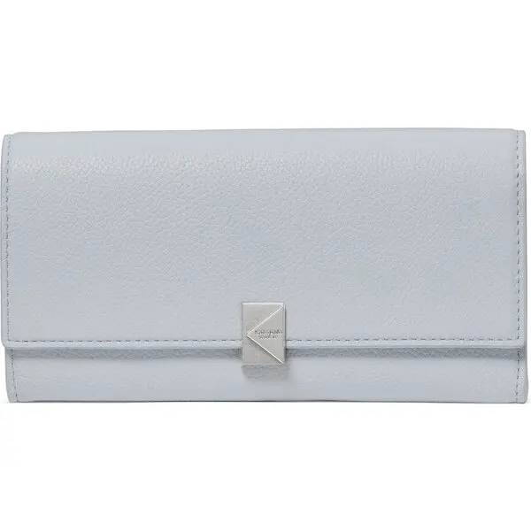 Kate Spade New York Deco Large Pebbled Leather Flat Wallet - Pale Sapphirine