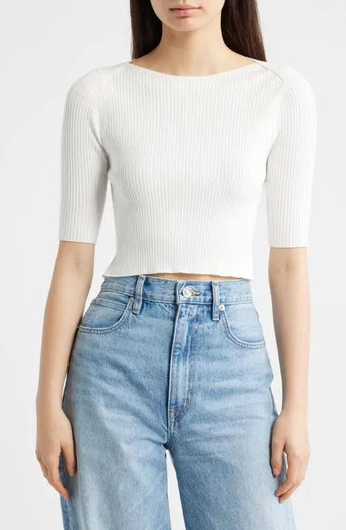 ALLSAINTS Cruz Crop Ribbed Top - Chalk White