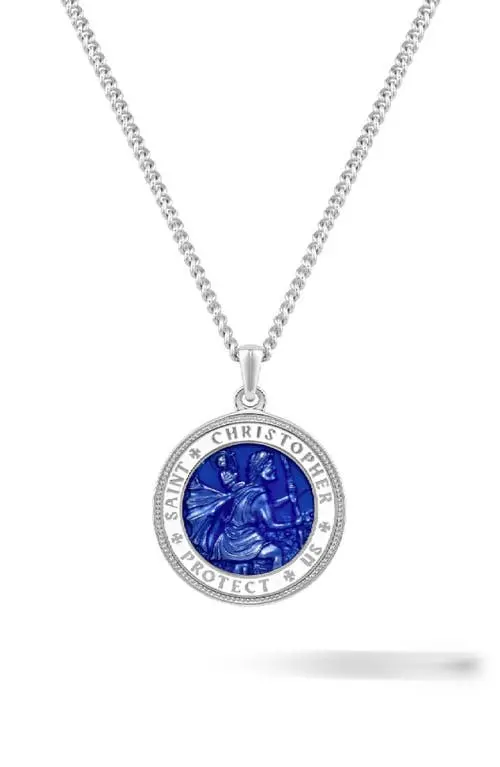 VINCERO St. Christopher Pendant Necklace - Blue/silver