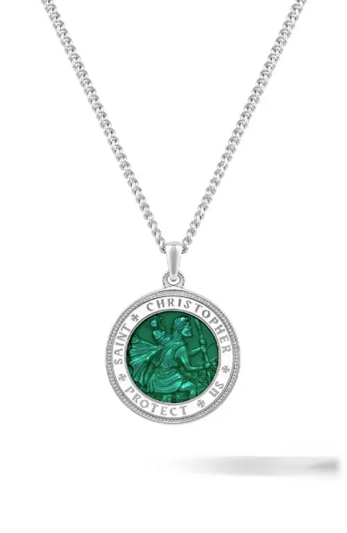 VINCERO St. Christopher Pendant Necklace - Green/silver