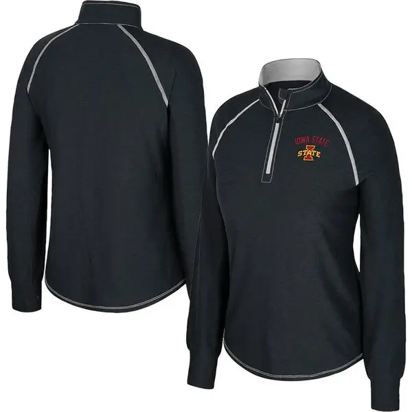 COLOSSEUM Iowa State Cyclones Bikram Raglan Quarter-zip Top - Black