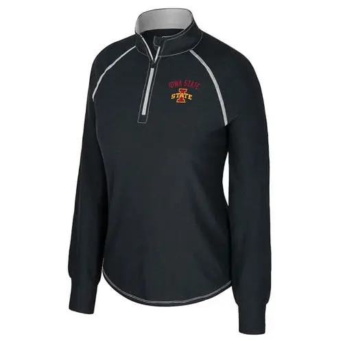 COLOSSEUM Iowa State Cyclones Bikram Raglan Quarter-zip Top - Black