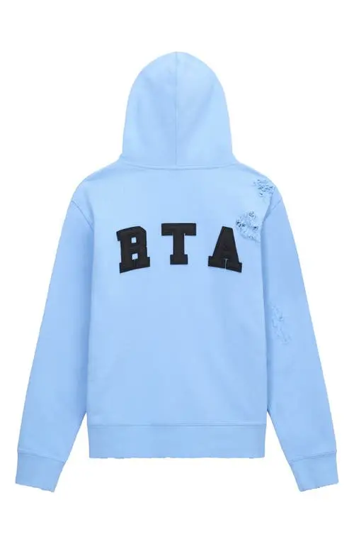 RtA Markus Collegiate Frayed Hoodie - Sky Blue Collegiate