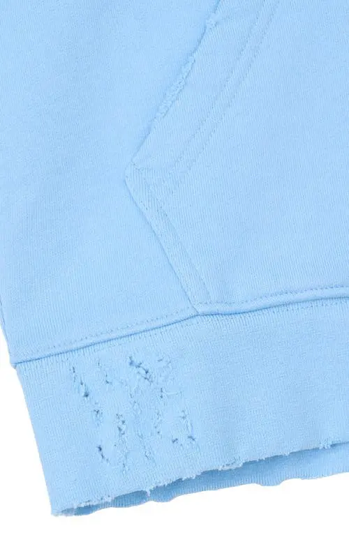 RtA Markus Collegiate Frayed Hoodie - Sky Blue Collegiate