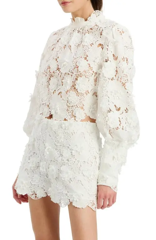 Bardot Georgia Lace Long Sleeve Top