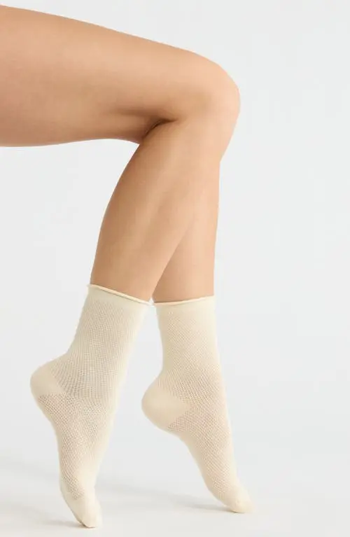 CASA CLARA Rivi Cotton Blend Pointelle Crew Socks - Taupe