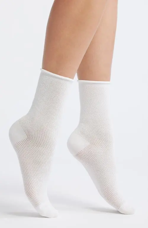 CASA CLARA Rivi Cotton Blend Pointelle Crew Socks - White