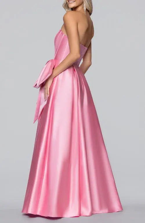 BLONDIE NITES Strapless Satin Ballgown With Bow