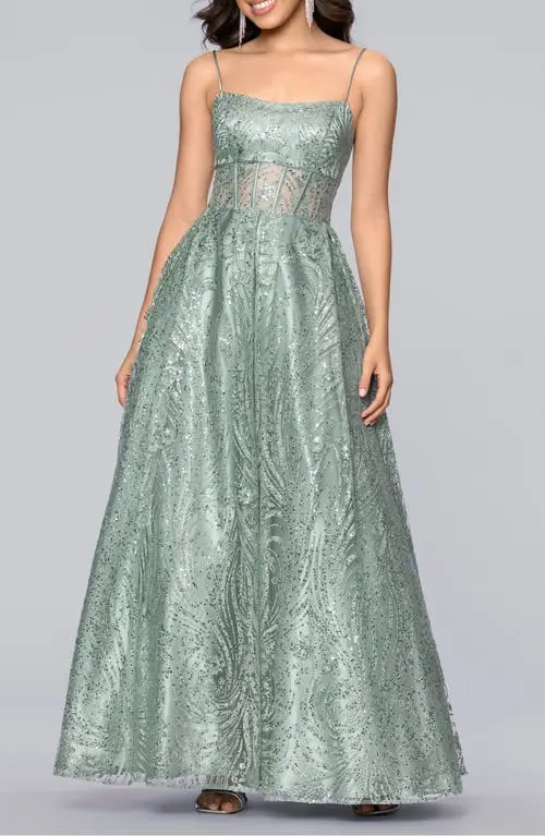 BLONDIE NITES Sequin Illusion Bodice Ballgown