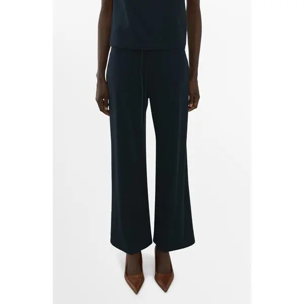 Mango Straight-leg Knit Pants - Navy