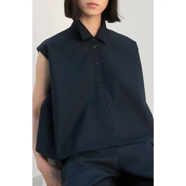 Mango Sleeveless Cotton Button-up Shirt
