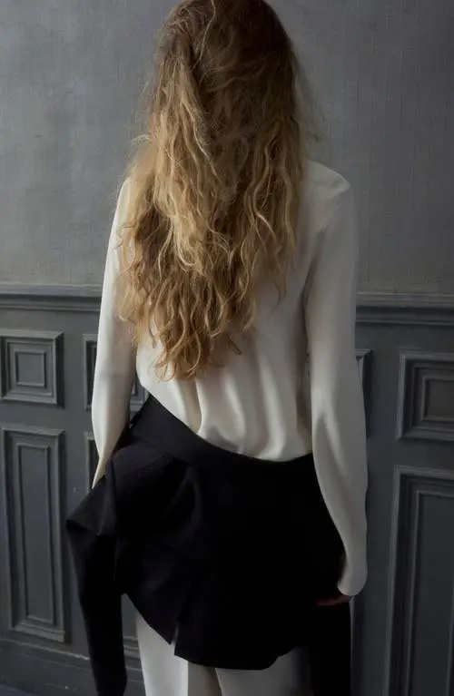 Mango Long Sleeve Drape Bateau Neck Top
