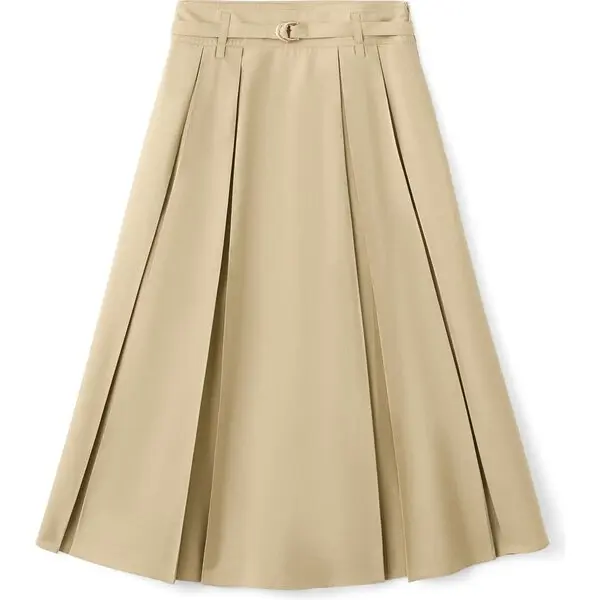 Mango Belted Pleated A-line Skirt