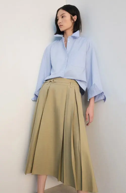 Mango Belted Pleated A-line Skirt