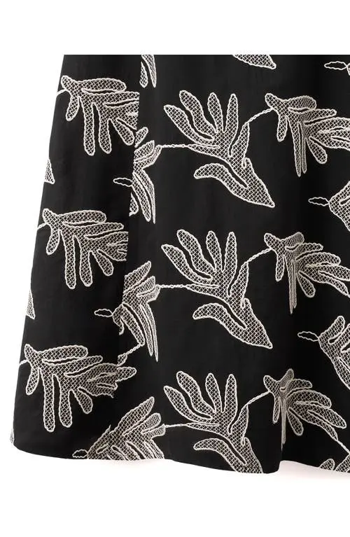 Mango Embroidered A-line Midi Dress