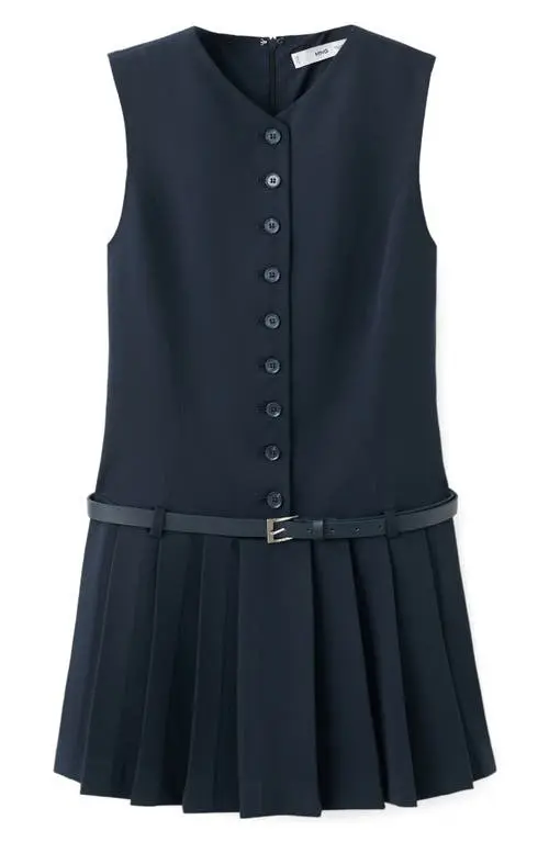 Mango Sleeveless Pleated Minidress