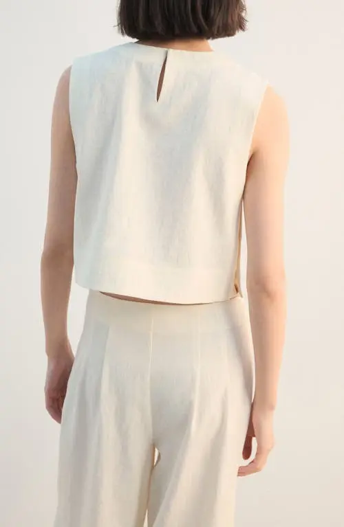 Mango Side Button Sleeveless Crop Top