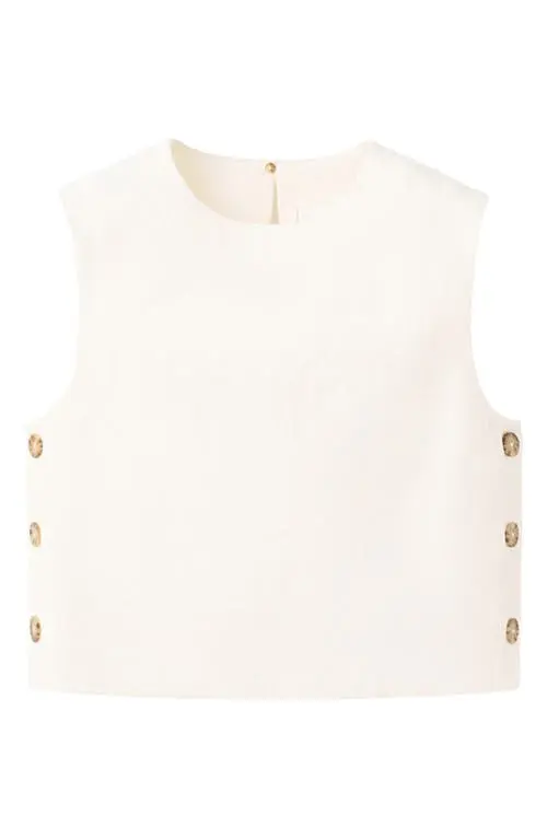 Mango Side Button Sleeveless Crop Top