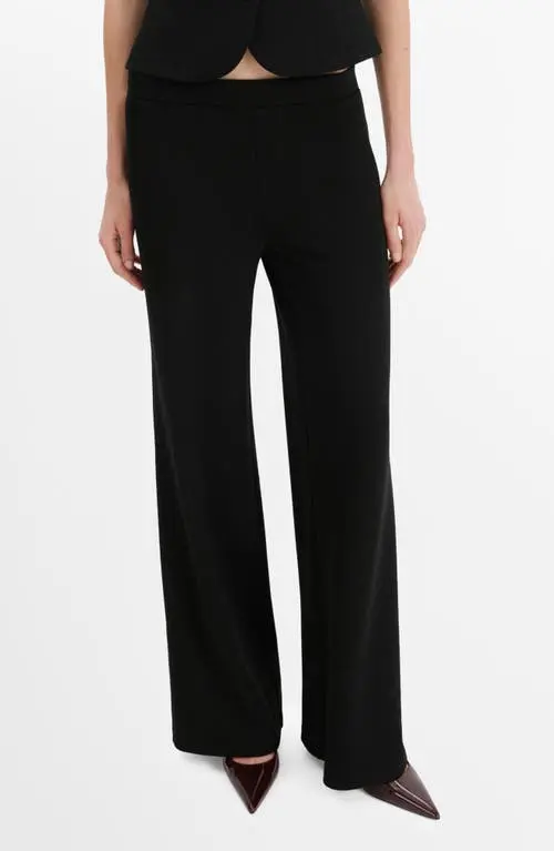Mango Elastic Waist Straight Leg Suit Pants