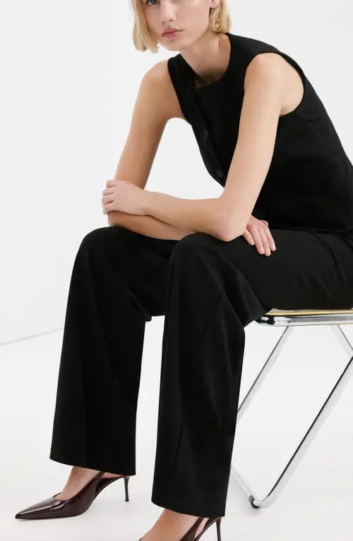 Mango Elastic Waist Straight Leg Suit Pants