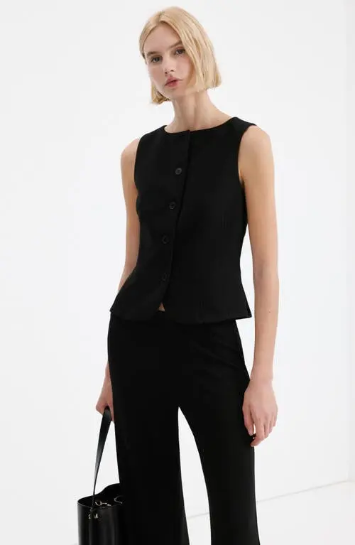 Mango Elastic Waist Straight Leg Suit Pants