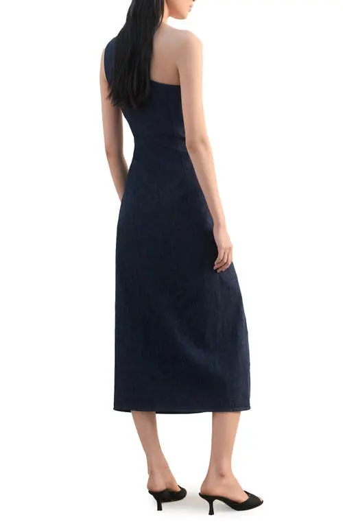 Mango Asymmetric Denim Midi Dress