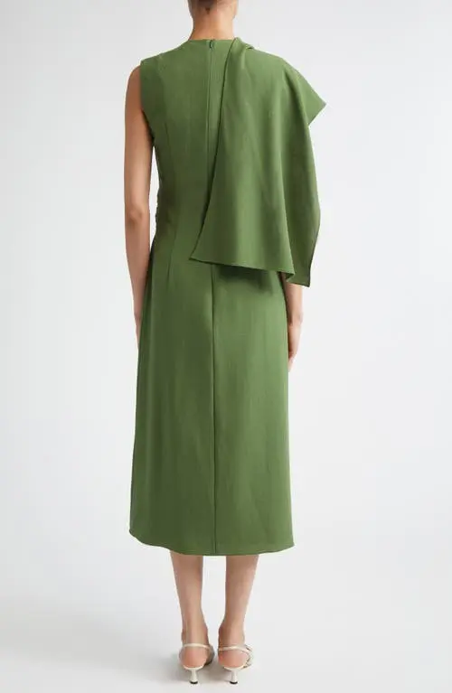 EMILIA WICKSTEAD Tidus Draped Wool Crepe Midi Dress - Olive