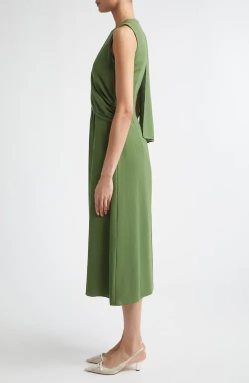 EMILIA WICKSTEAD Tidus Draped Wool Crepe Midi Dress - Olive