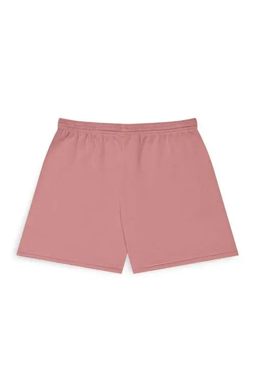 DALIX Embroidered Butterfly Fleece Jogger Sweatshorts - Mauve